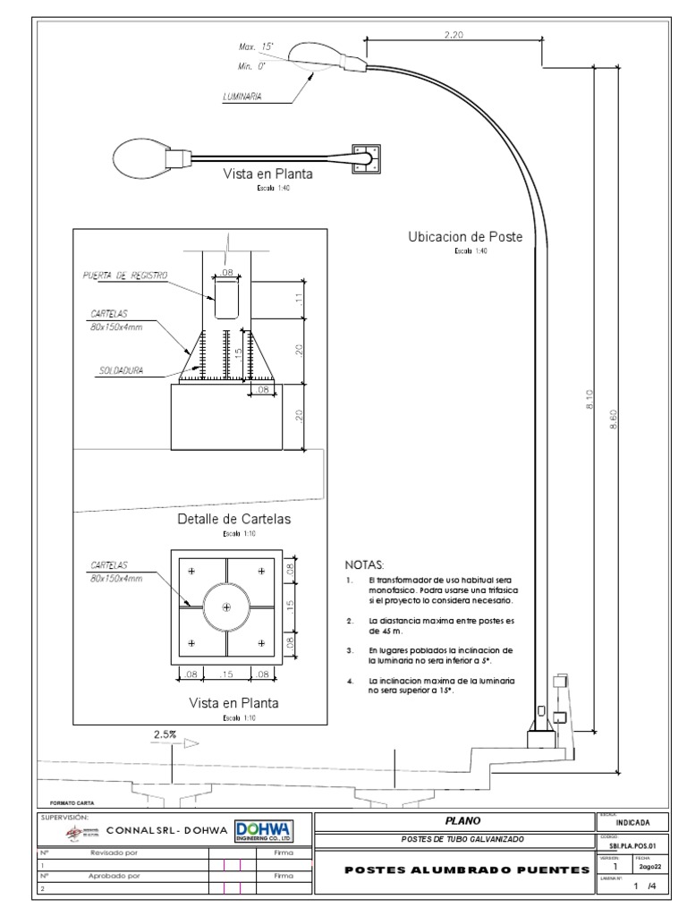 Diseño y Distancias de Postes de Luz | PDF