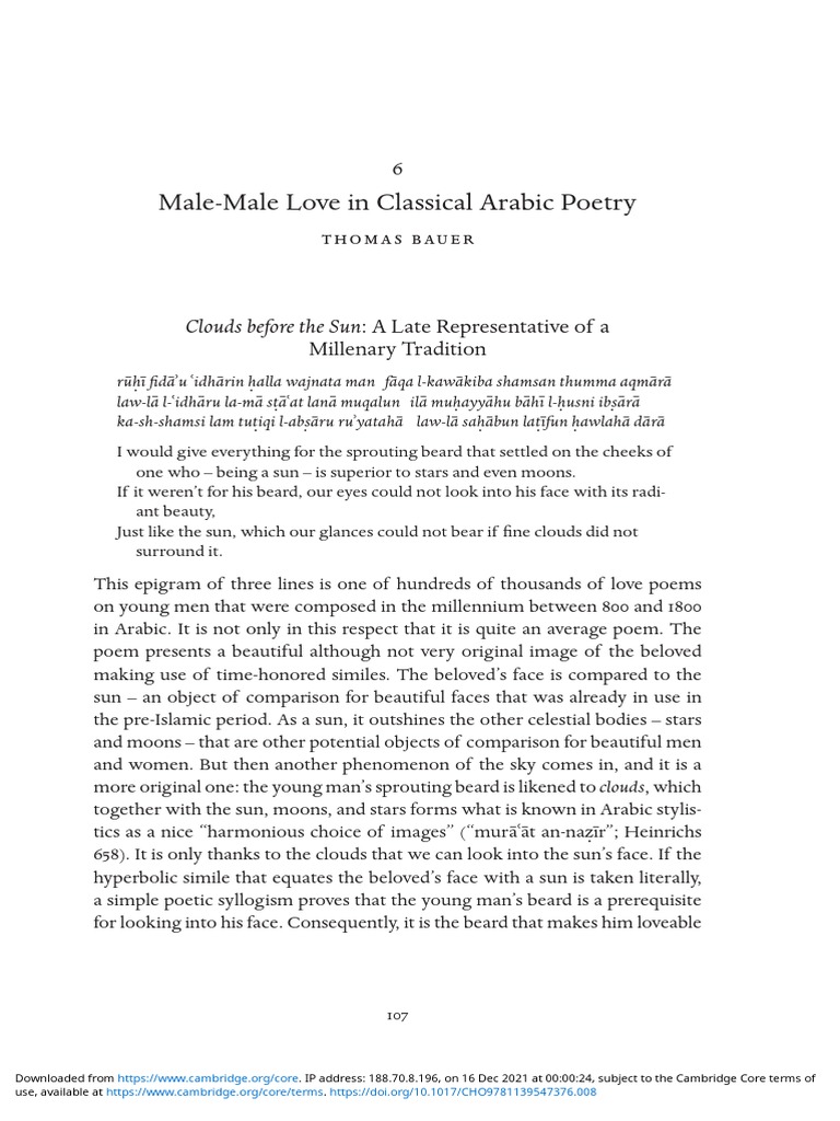 Male Male Love in Classical Arabic Poetry | Download Free PDF | Poetry ...