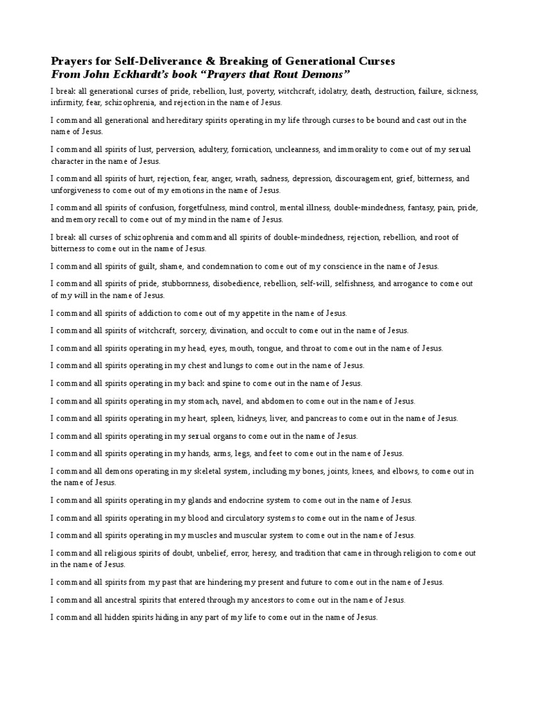 Prayers For Self Deliverance | PDF | Lust | Anatomy