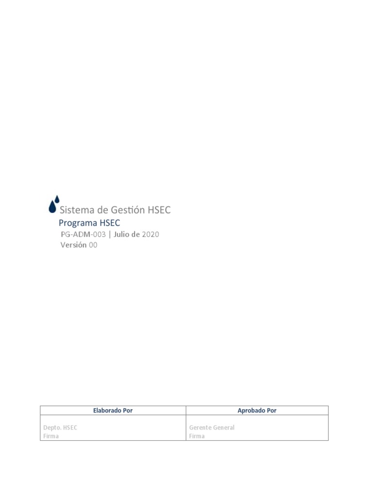 PG-ADM-003 Programa HSEC. - Mantos | PDF | Seguridad y salud ocupacional | Business