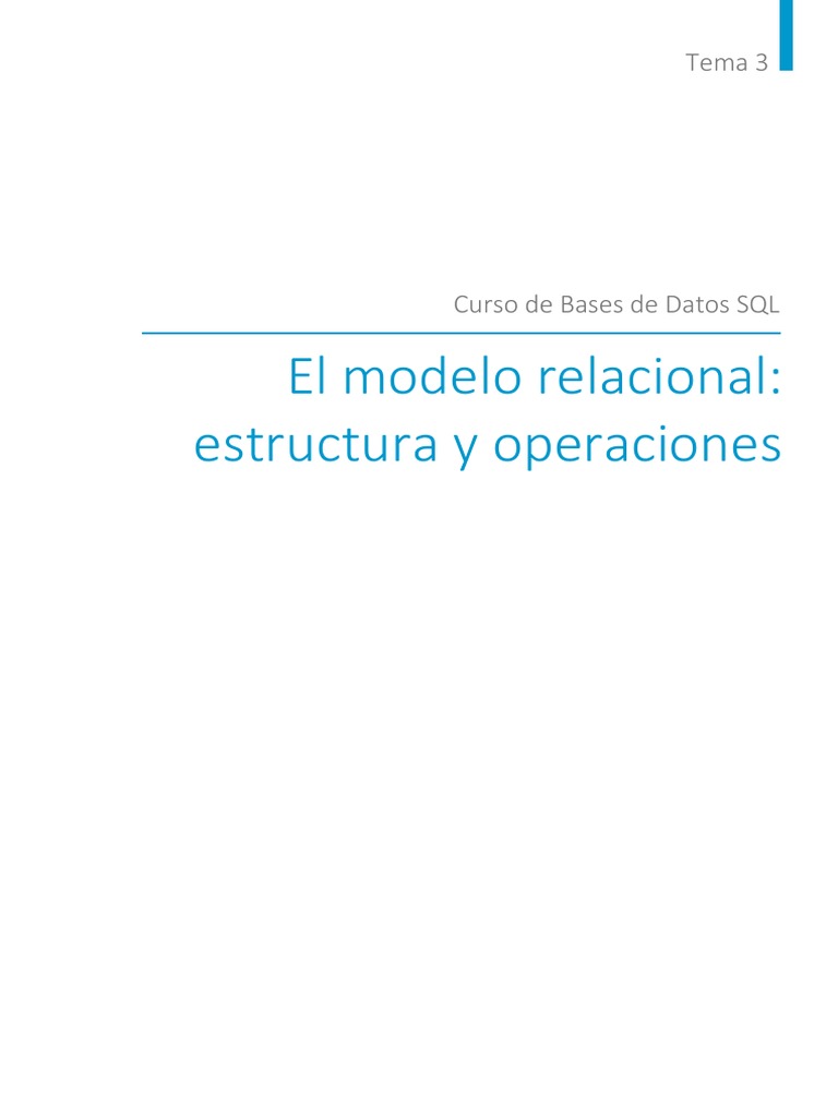 Tema 3 | PDF | Base de datos relacional | Modelo relacional