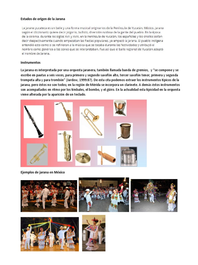 Estados de Origen de La Jarana | PDF | Instrumentos musicales | Las ...