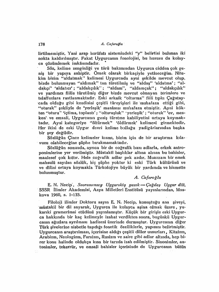 Caferoğlu Ahmed Tahlil Ve Tenkitler E N Necip Sovremenny