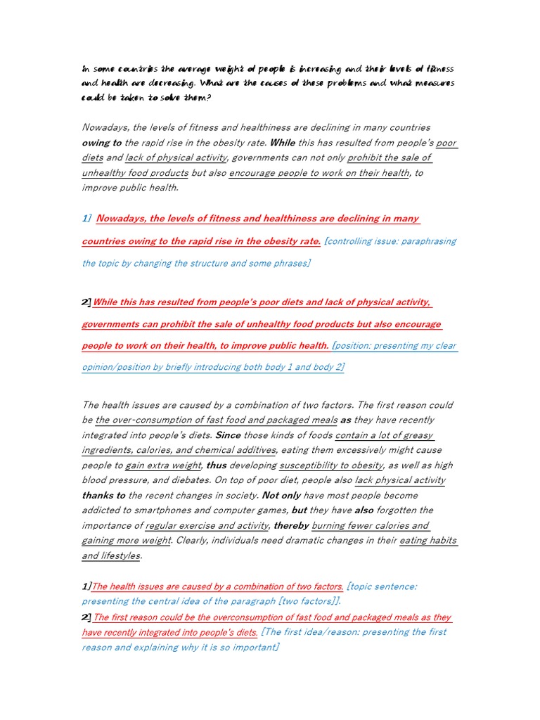 1-Essay Explanations | PDF | Obesity | Physical Fitness