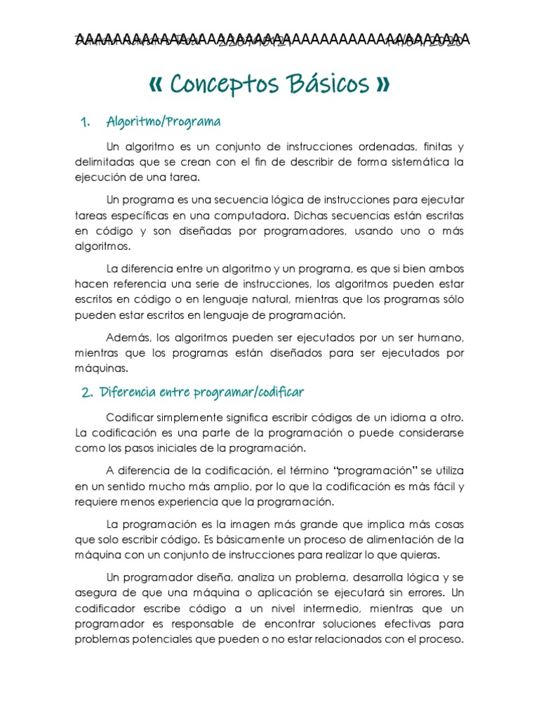 Conceptos Básicos de Programacion | Descargar gratis PDF | Programación de computadoras | Algoritmos