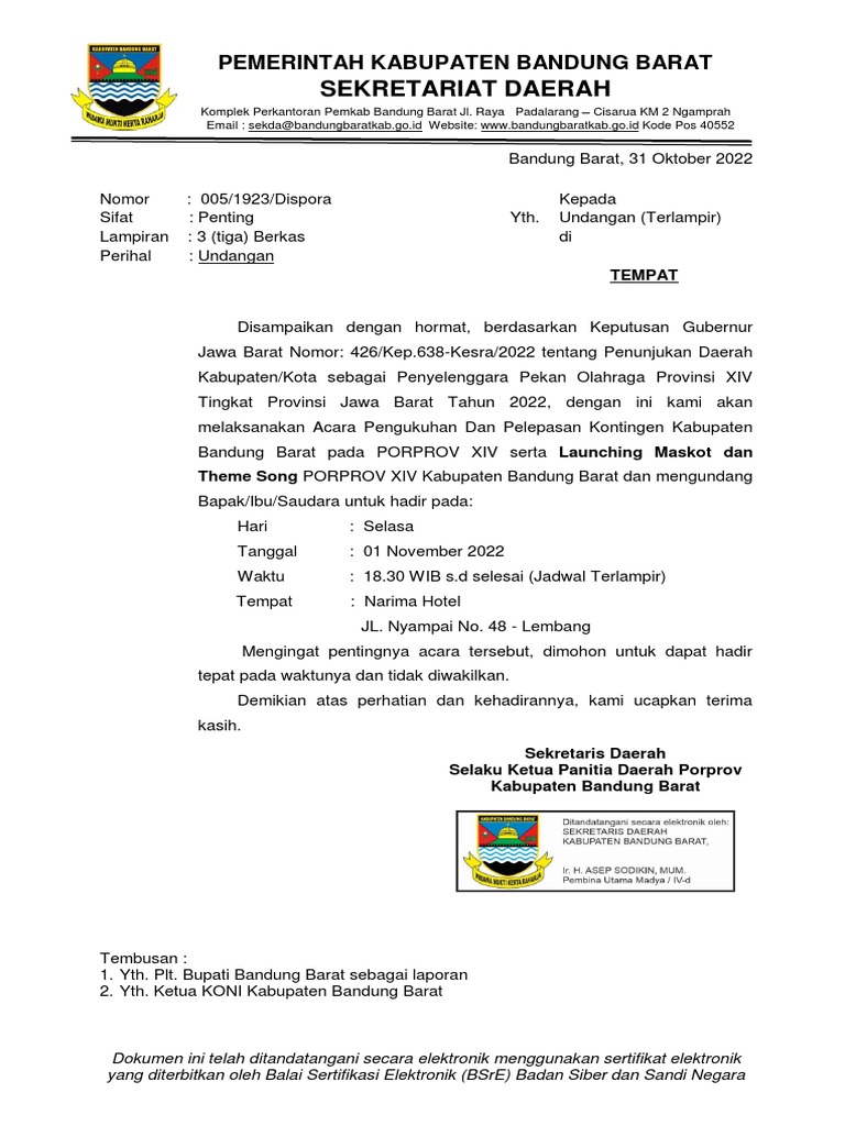Acara Pengukuhan Dan Pelepasan Kontingen Kabupaten Bandung Barat Pada ...