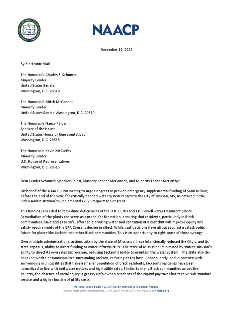 NAACP Letter of Support Jackson MS FINAL - Omnibus FY23 | PDF | Jackson ...