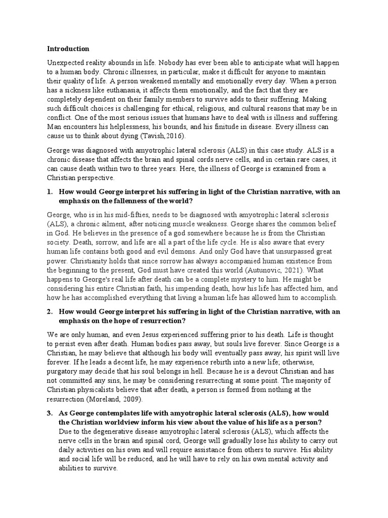 Case Study - End of Life Decisions | PDF | Death | Amyotrophic Lateral ...