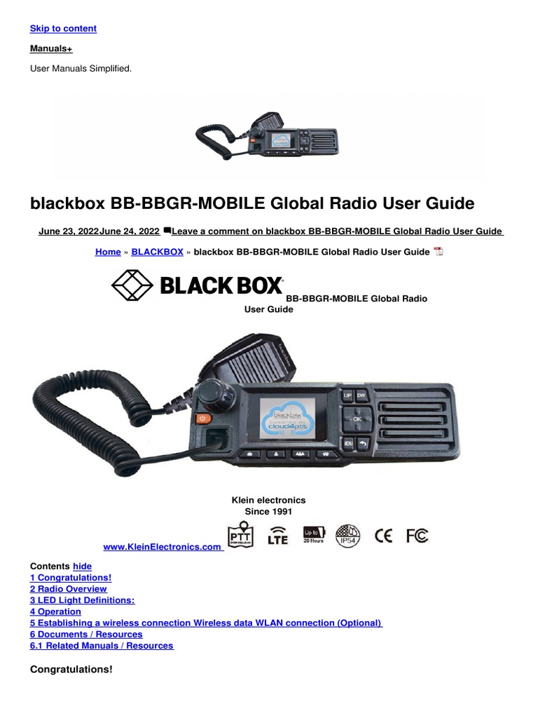 Klein Blackbox BBGR - D828 UsMan (EN) | PDF | Radio | Electromagnetic ...