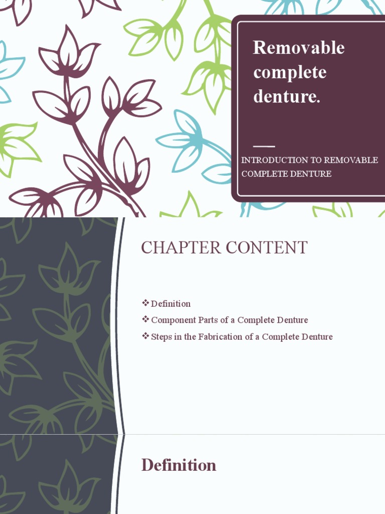 Introduction To Complete Denture | PDF | Dentures | Prosthodontics
