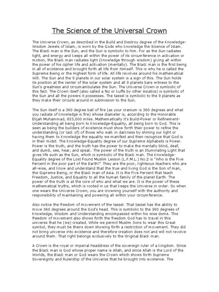 Universal Crown: Black Man's Sovereignty | PDF | Religion & Spirituality