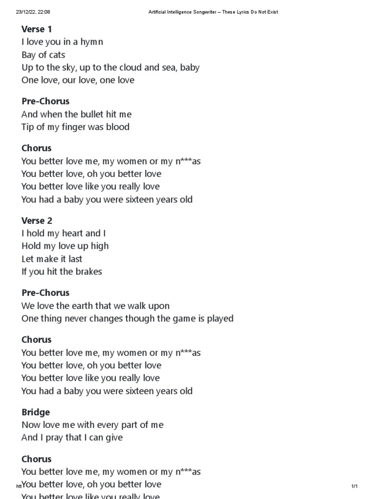 Artificial Intelligence Songwriter - These Lyrics Do Not Exist - v3 | PDF