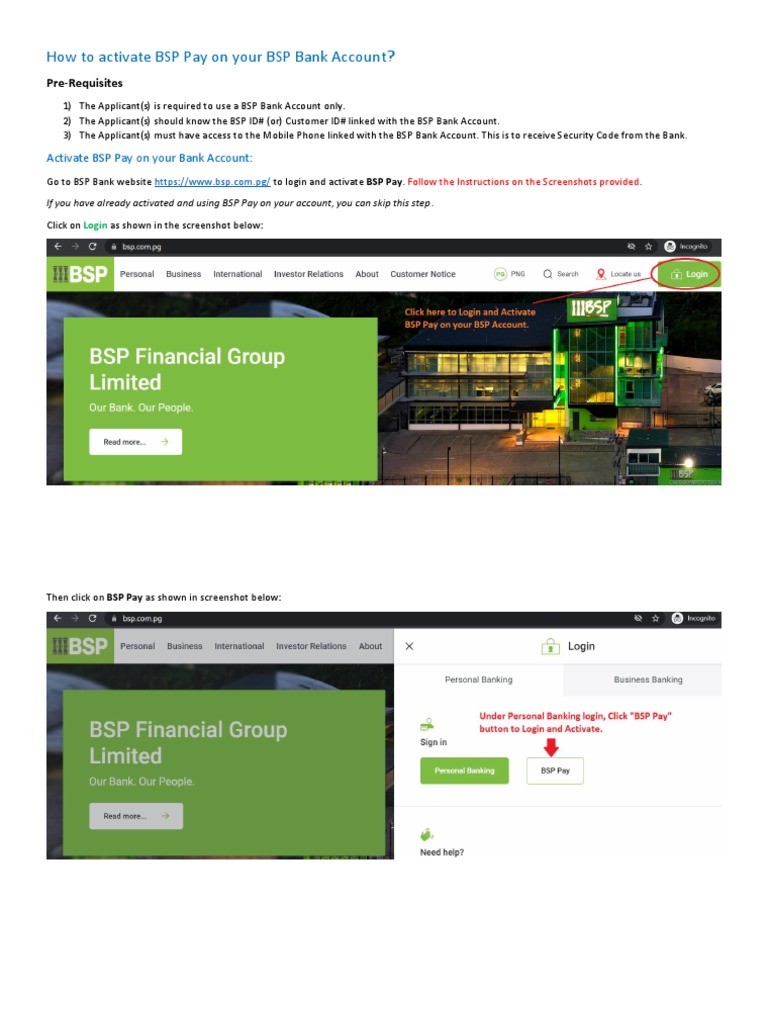 BSP Pay Activation Guide | PDF