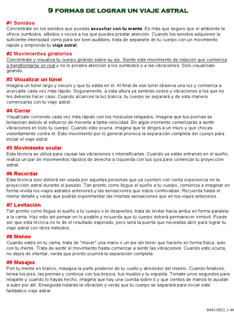 9 Técnicas para El Viaje Astral | PDF