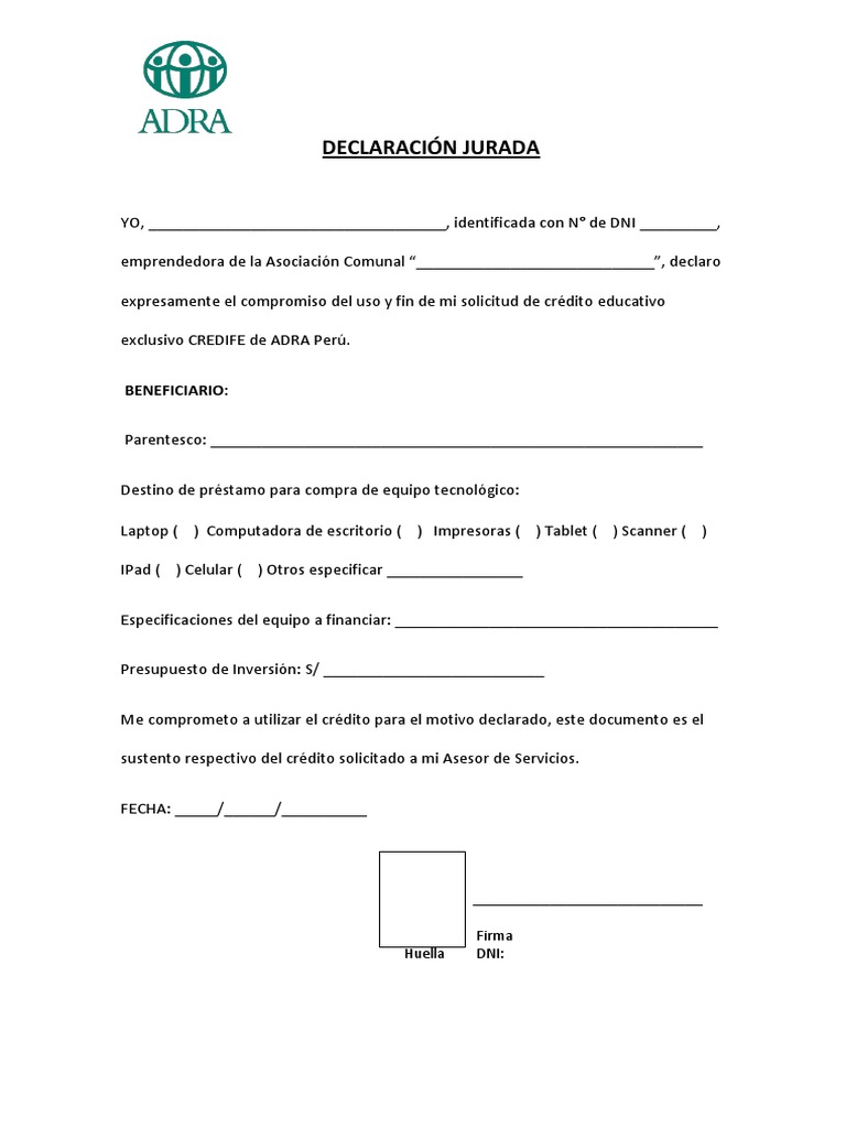 Declaración Jurada Simple Cee | PDF
