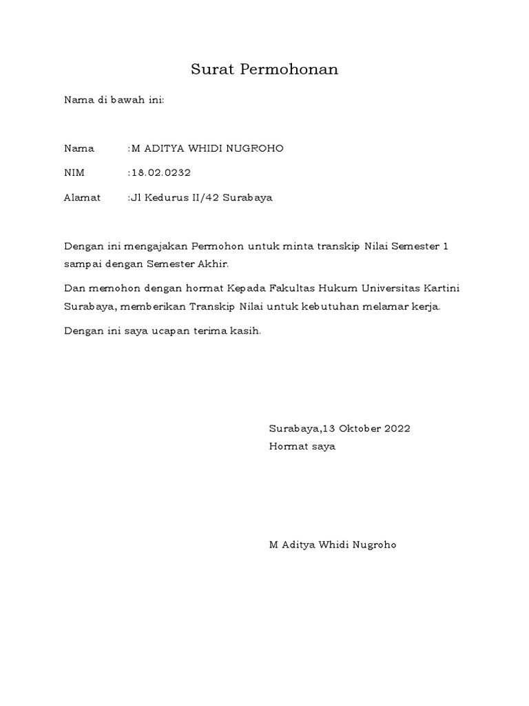 Surat Permohonan | PDF