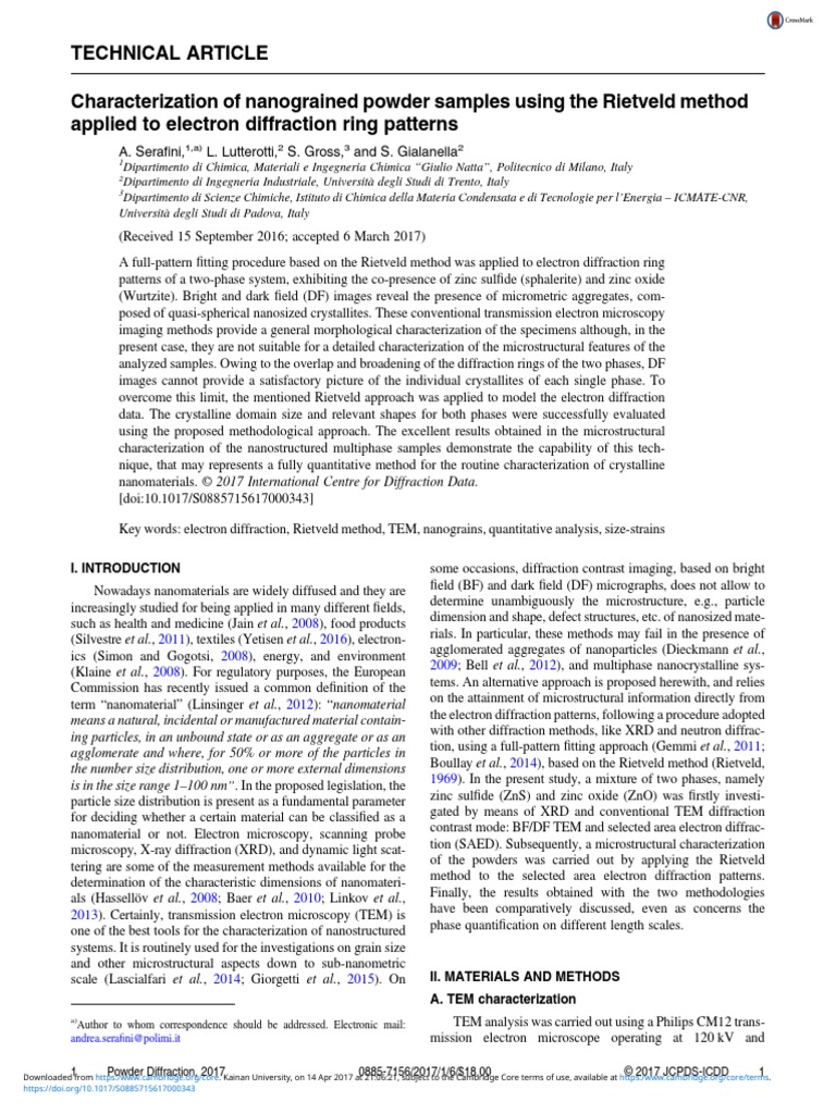 Characterization of Nanograined Powder Samples Using The Rietveld ...