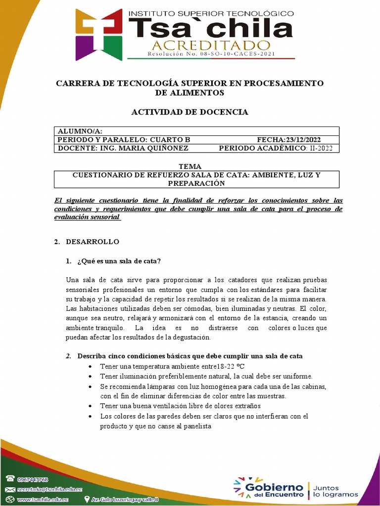 Cuestionario Refuerzo Sala de Cata | PDF