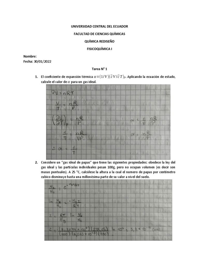 Deber 01 | PDF | Gases | Mole (Unidad)