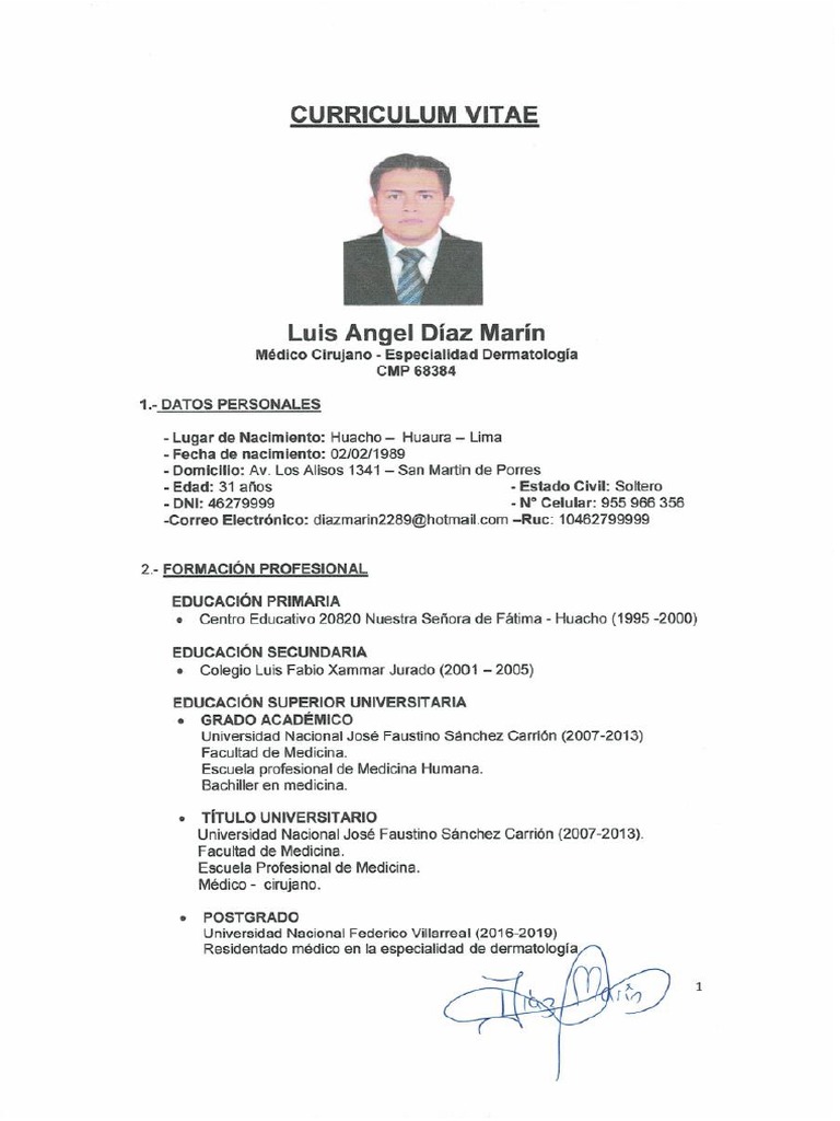 Curriculum Vitae Completo PDF | PDF | Perú | Medicina