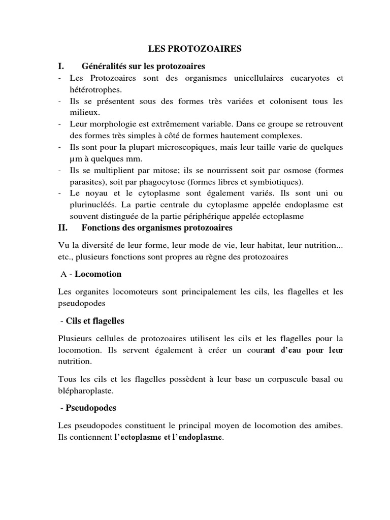 Classification des Protozoaires | PDF | Protozoaire | Biologie