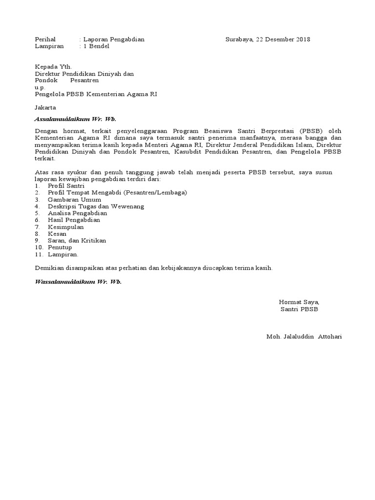 Format Surat Laporan Pengabdian Selama 3 Tahun | PDF