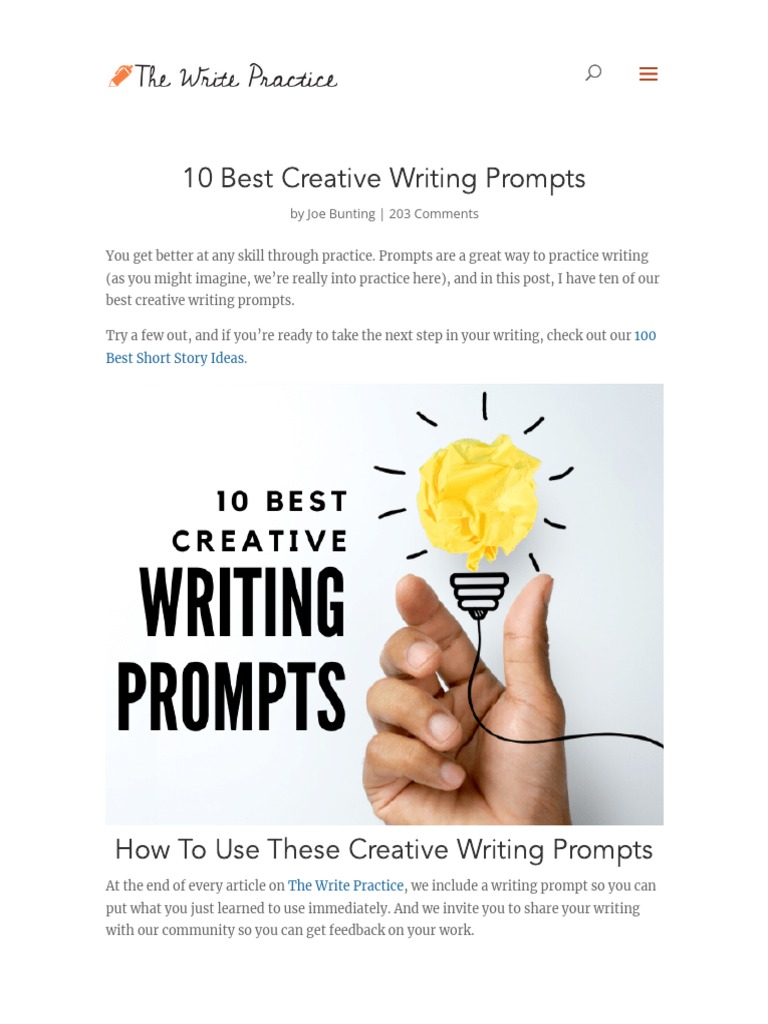 Top 10 Creative Writing Prompts | PDF | Career & Growth