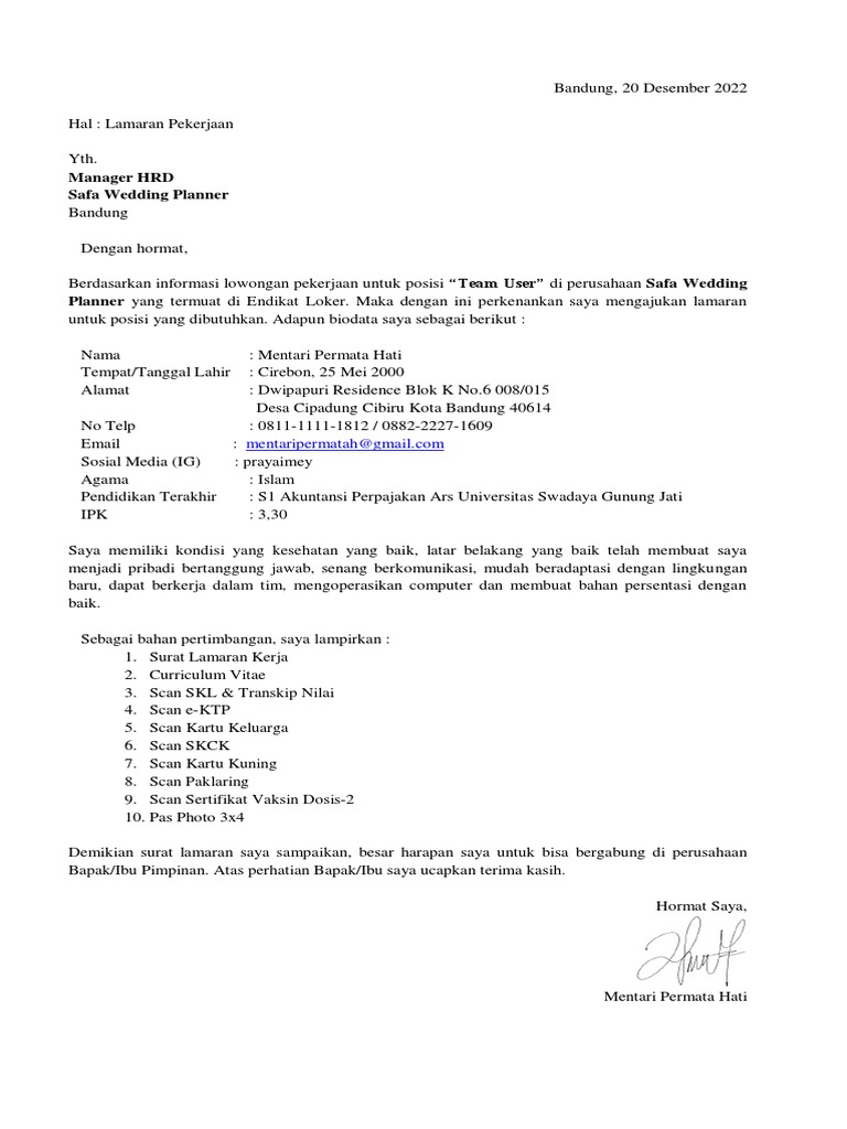CV Mentari Permata Hati | PDF | Karier & Perkembangan