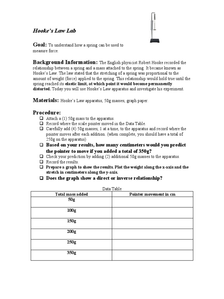 Hooke's Law Experiment Guide | PDF