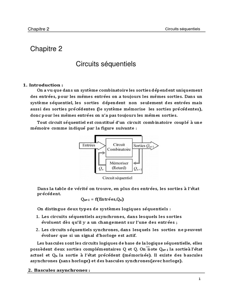 Cours Circuit Séquentiel | PDF | Ingénierie électronique | Logique ...