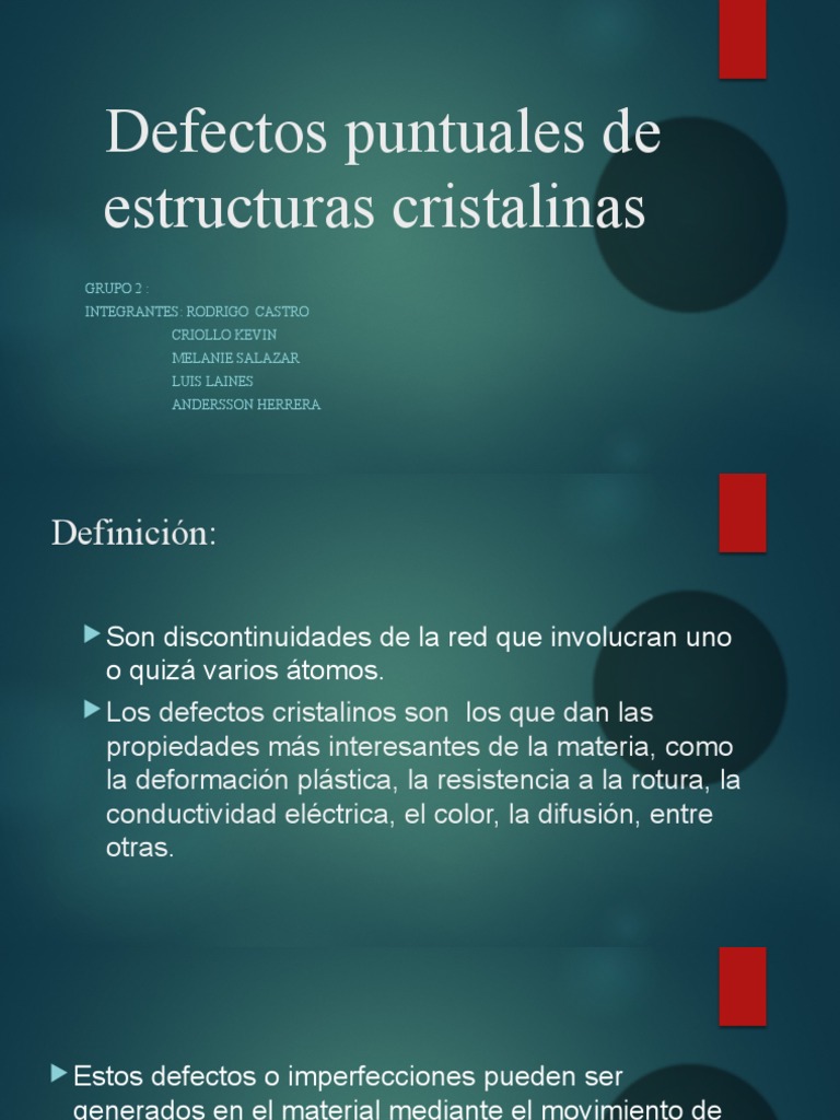 Tipos de defectos puntuales cristalinos | PDF | Ion | Compuestos químicos