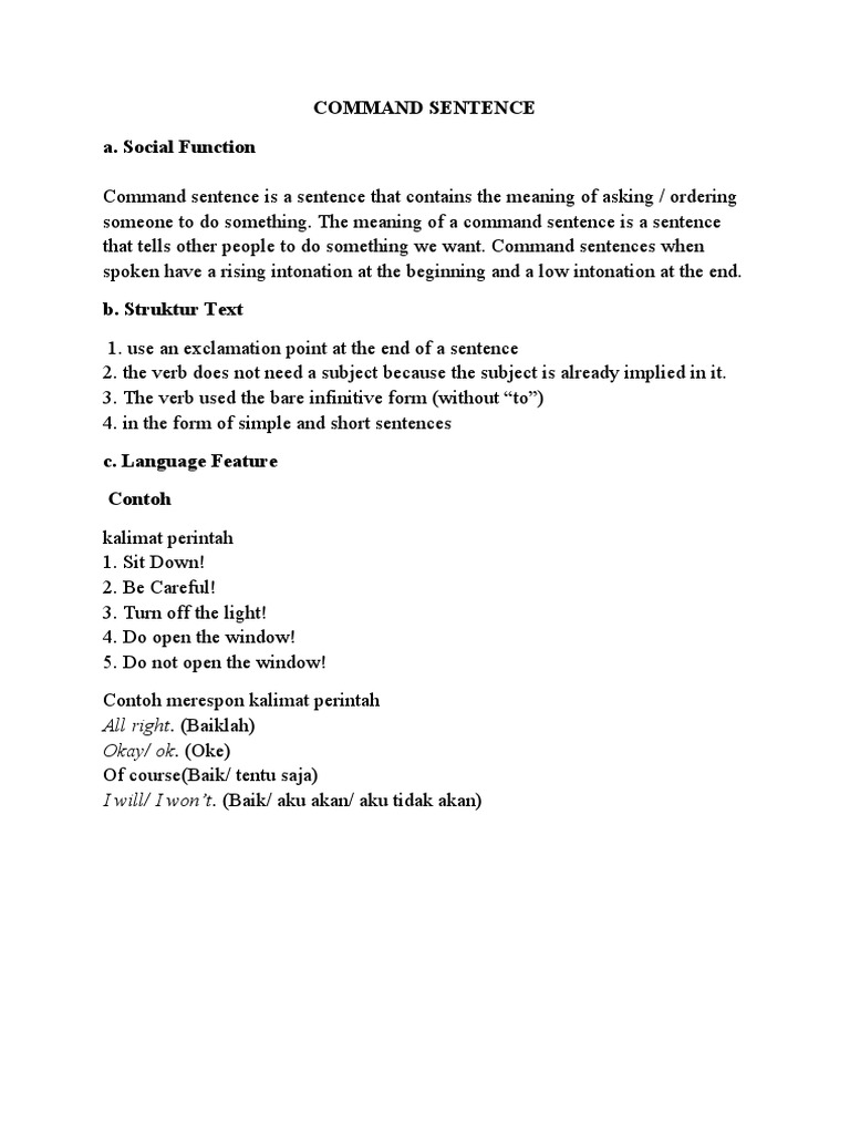 Command Sentence | PDF Command Sentence | PDF