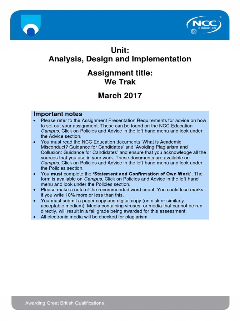 Analysis Design and Implementation March 2017 Assignment - FINAL | PDF ...