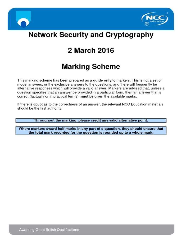 NSC March 2016 Exam MS Final | PDF | Public Key Cryptography | Computer Network