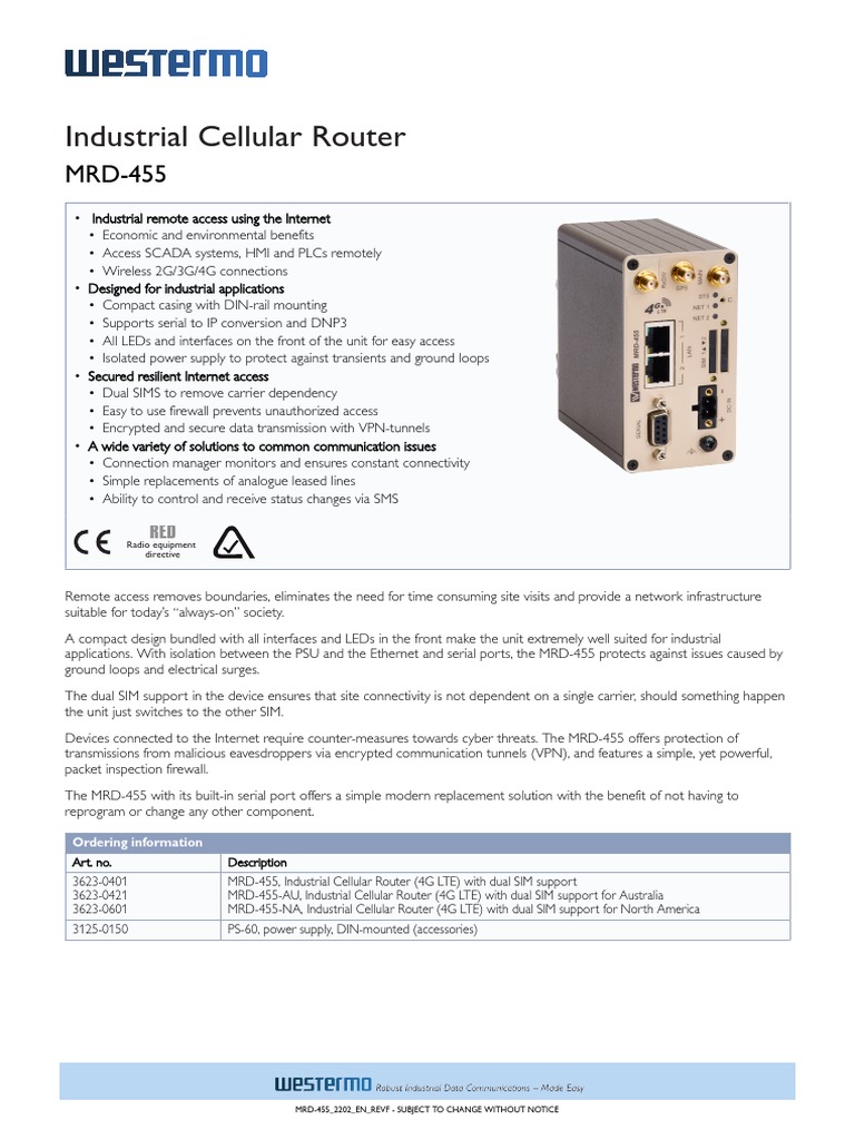 Industrial Cellular Router MRD-455 Overview | PDF | Virtual Private ...