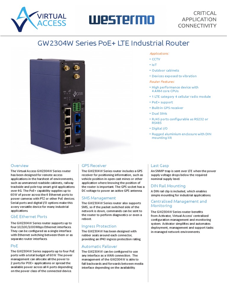 Westermo Ds Gw2304w-Series 2111 en Revb | PDF | Router (Computing ...