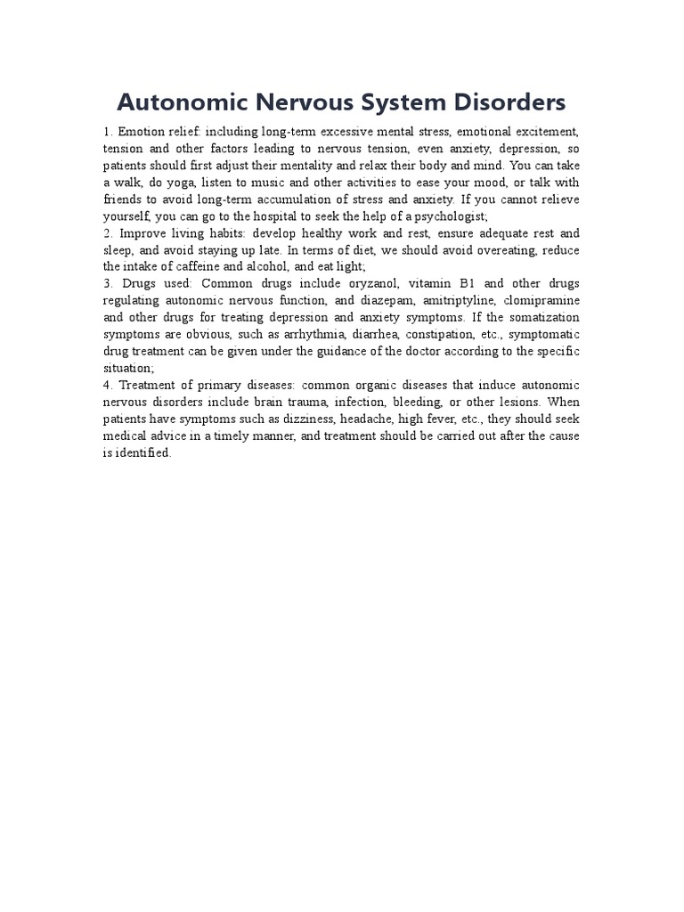 Autonomic Nervous System Disorders | PDF | Self-Improvement