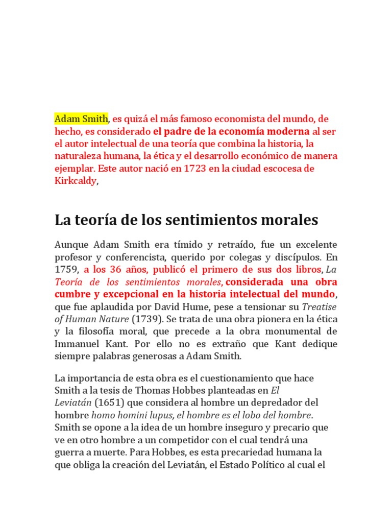 Adam Smith: Ética y Economía Moderna | PDF | Adam Smith | Mercantilismo
