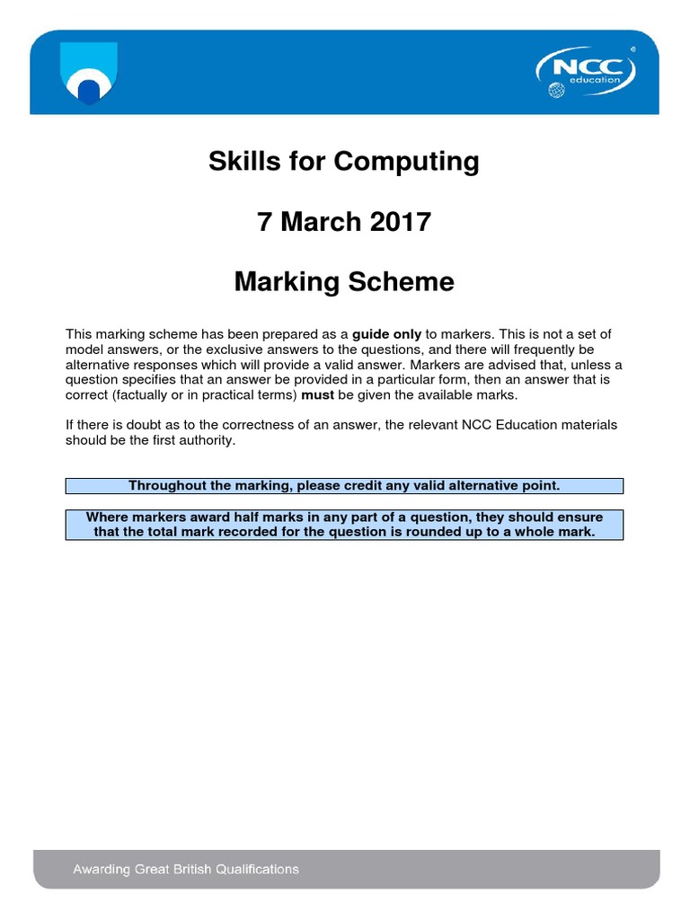 Skills For Computing March 2017 Exam Marking Scheme - FINAL | PDF | Spearman's Rank Correlation ...