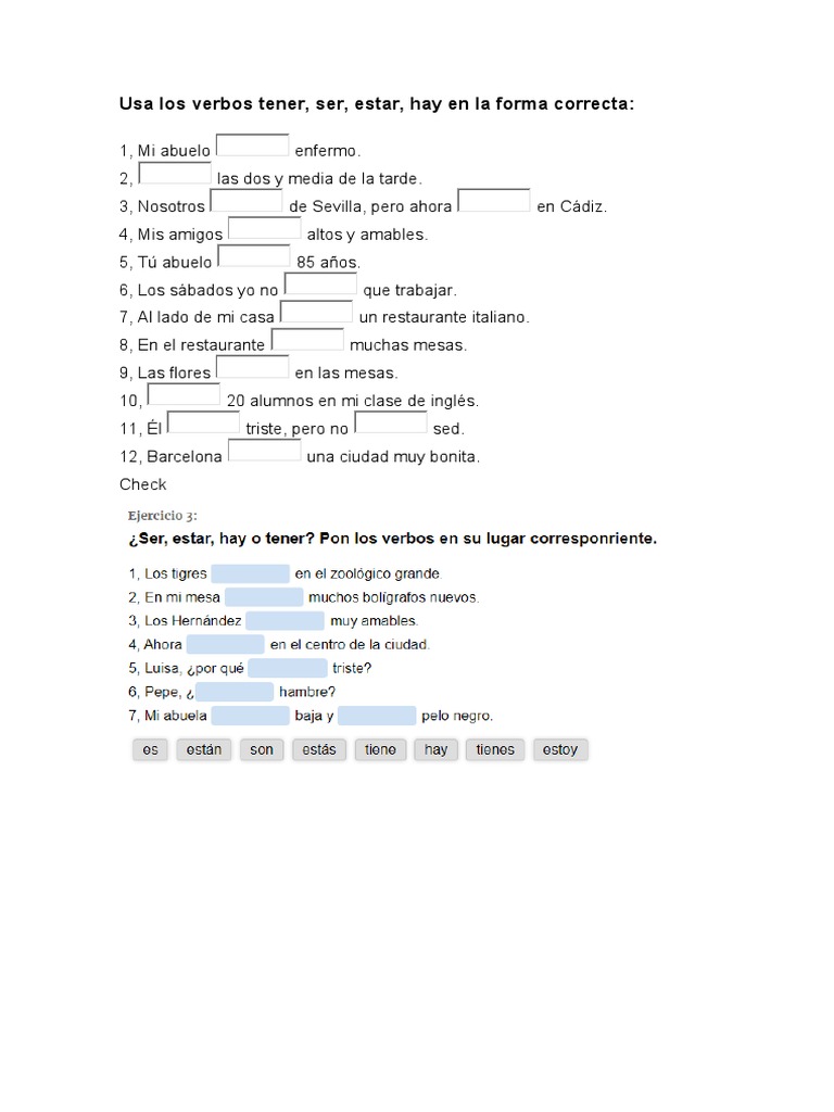 Ser, Estar, Tener, Hay | PDF