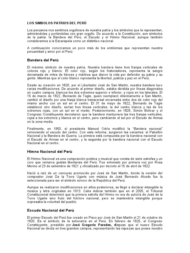 Los Simbolos Patrios Del Perú Contemporaneo | PDF | Historia