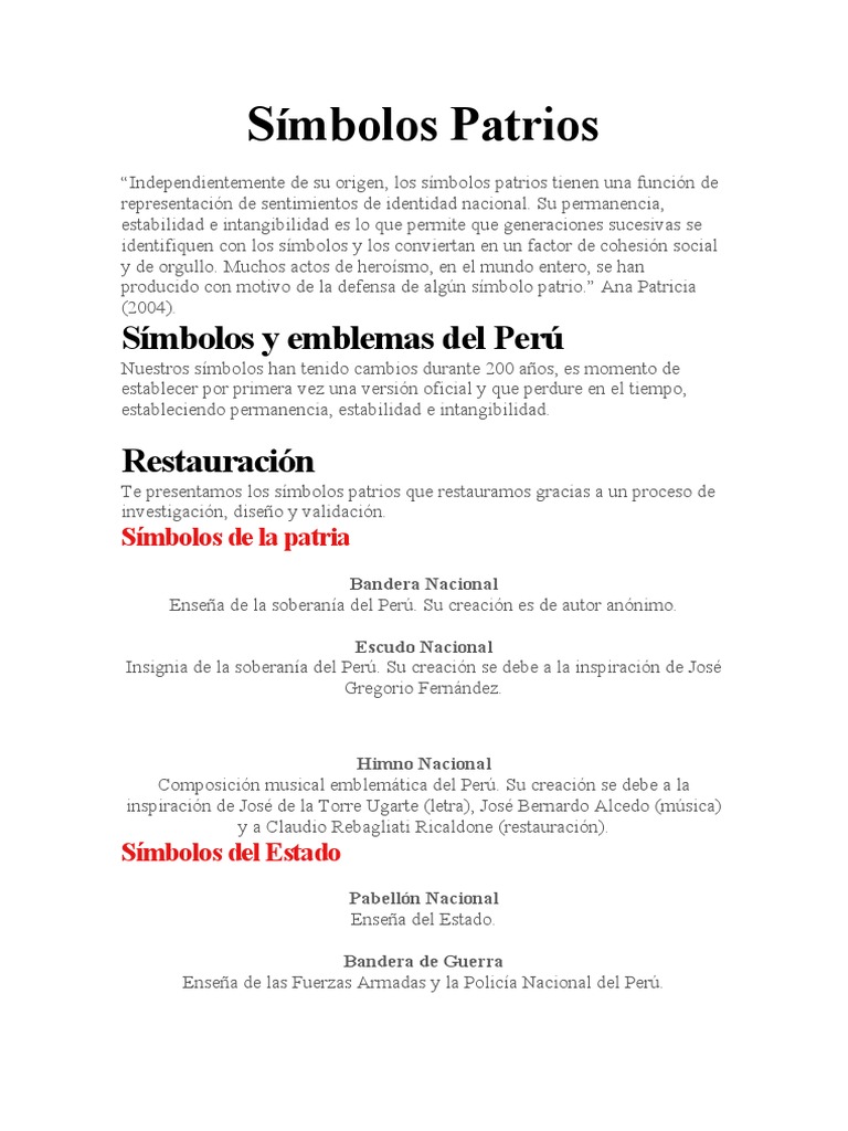 Simbolos y Emblemas Del Perú | PDF | Perú | Los símbolos