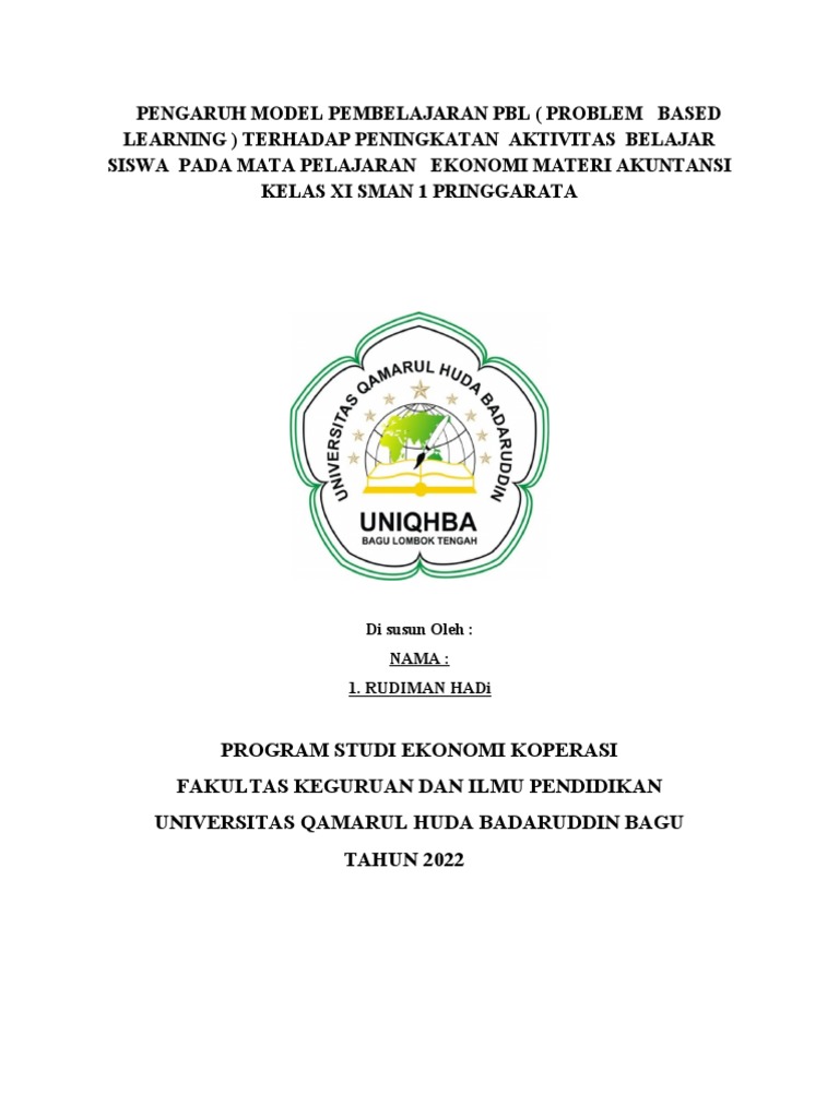PENGARUH MODEL PEMBELAJARAN PBL TERHADAP AKTIVITAS BELAJAR SISWA PADA MATA PELAJARAN EKONOMI | PDF