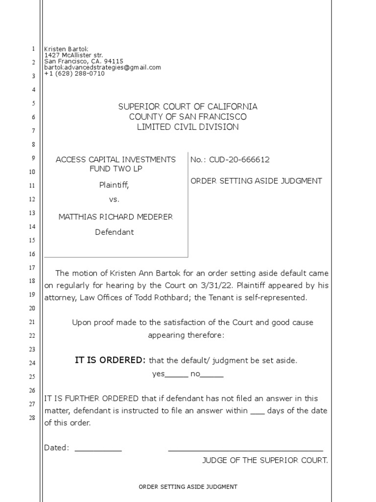 Order Setaside For 32322 | PDF | Judgment (Law) | Separation Of Powers