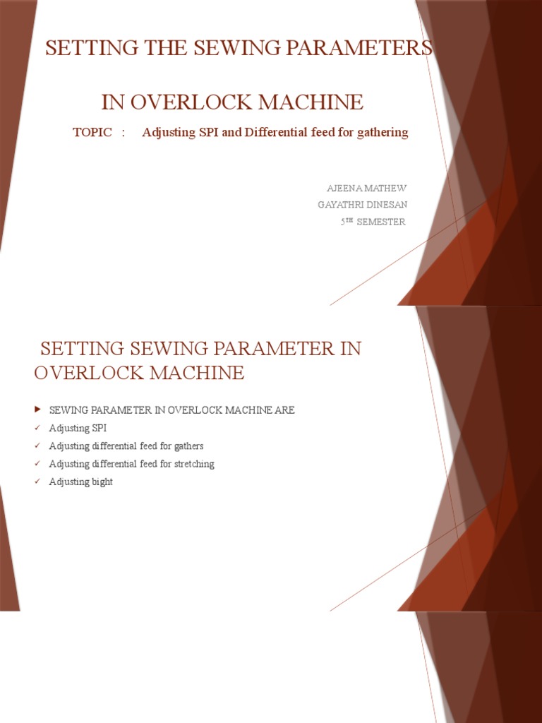 Setting The Sewing Parameters in Overlock Machine | PDF | Sewing ...