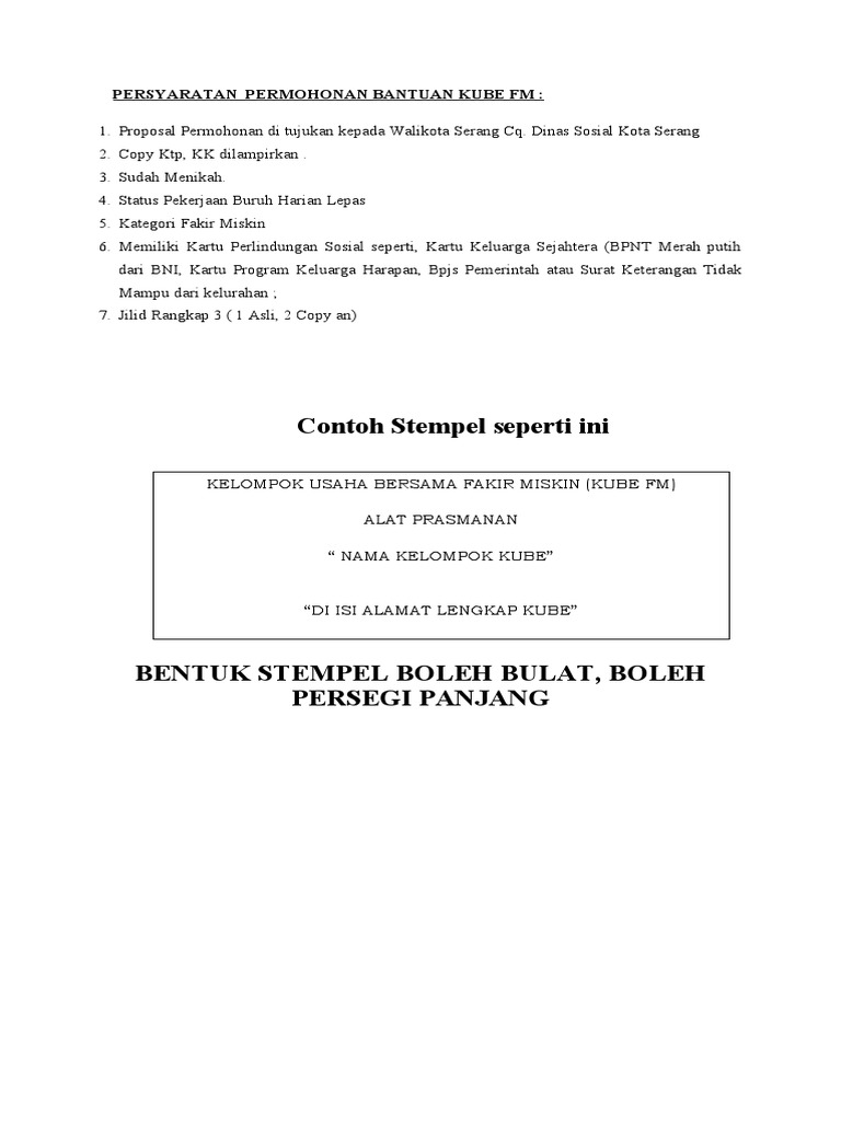 Contoh Format Terbaru Proposal Kube Prasmanan 2023 | PDF