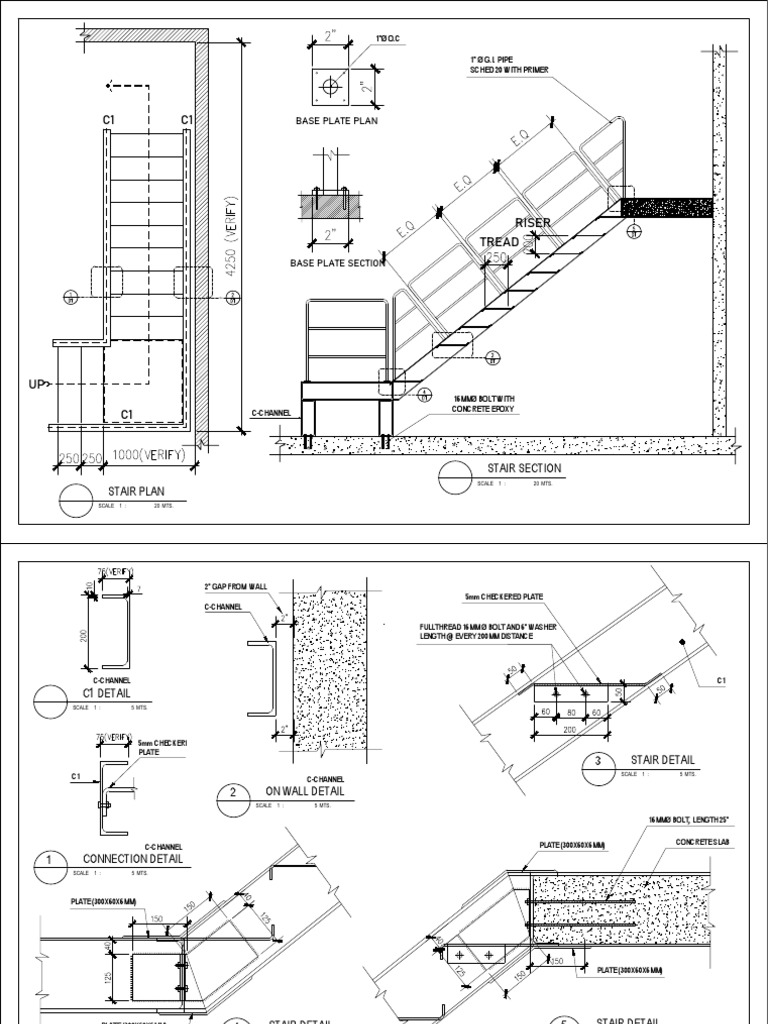 Steel Stair Detail Drawings | PDF | Stairs | Pedestrian Infrastructure