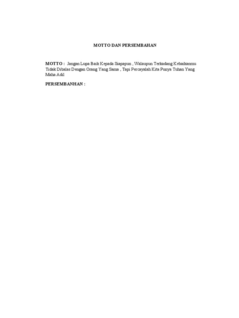 Motto Dan Persembahan | PDF