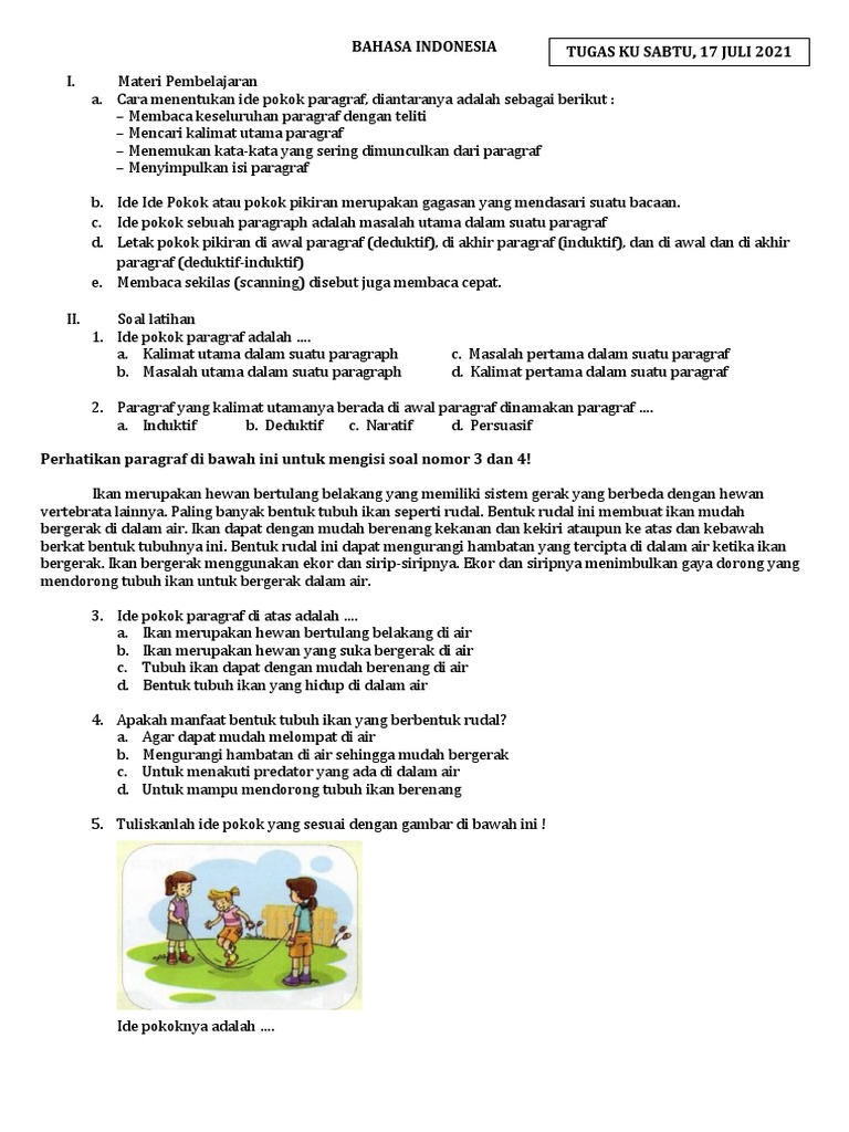 Bahasa Indonesia Tugas Ku Sabtu, 17 Juli 2021 | PDF