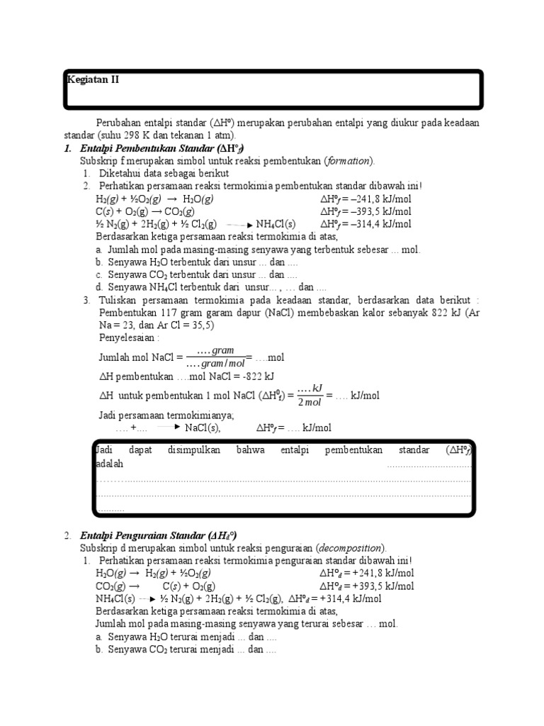 Perubahan Entalpi Standar | PDF | Metode & Bahan Ajar | Sains & Matematika